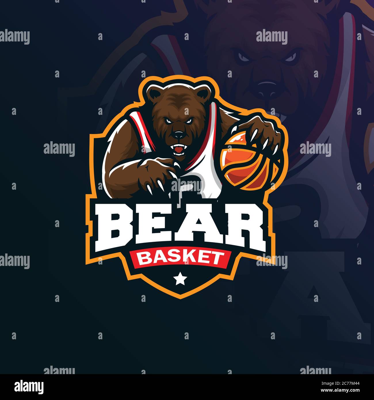 bear basketball mascot logo design vector with modern illustration ...