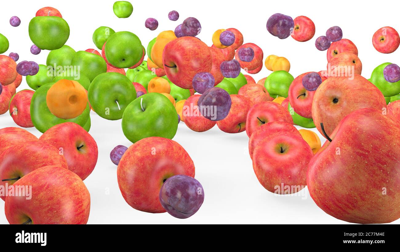 Fruit mix, animated fruit movement, 3D rendering Stock Photo - Alamy