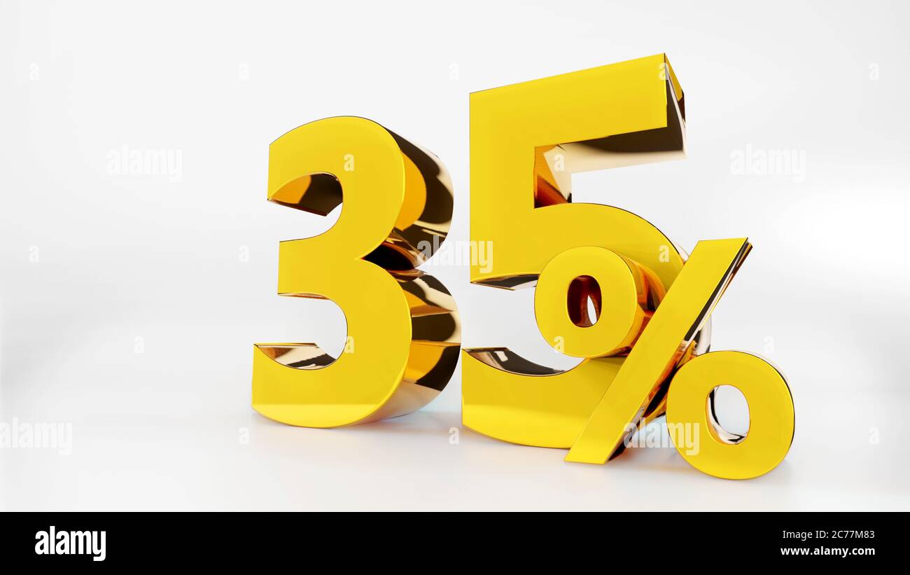 35% Golden symbol , 3D render Stock Photo - Alamy