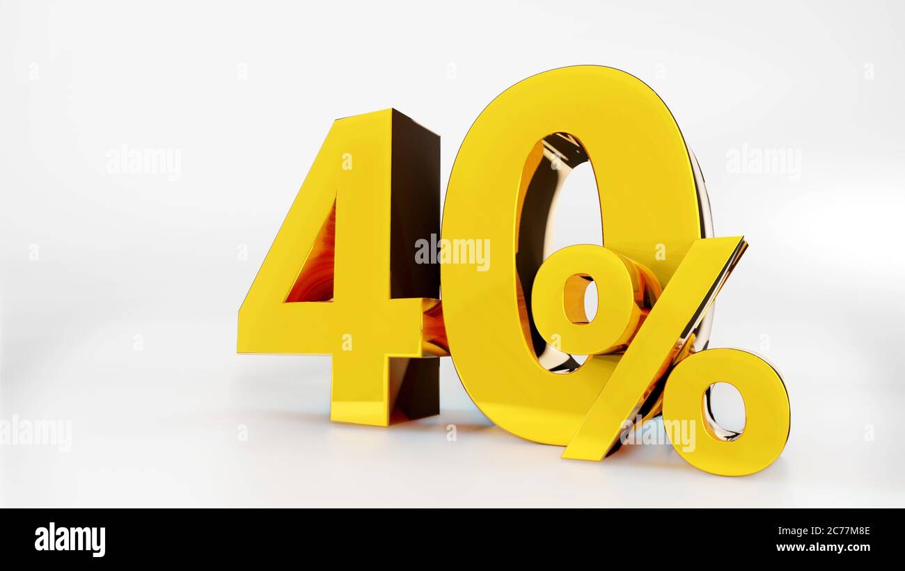 40% Golden symbol , 3D render Stock Photo - Alamy