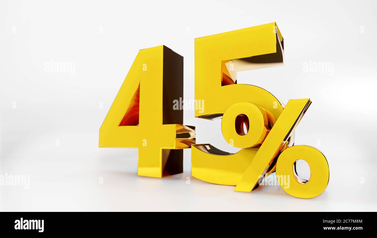 45% Golden symbol , 3D render Stock Photo - Alamy