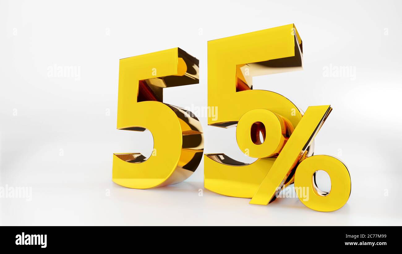 55% Golden symbol , 3D render Stock Photo - Alamy