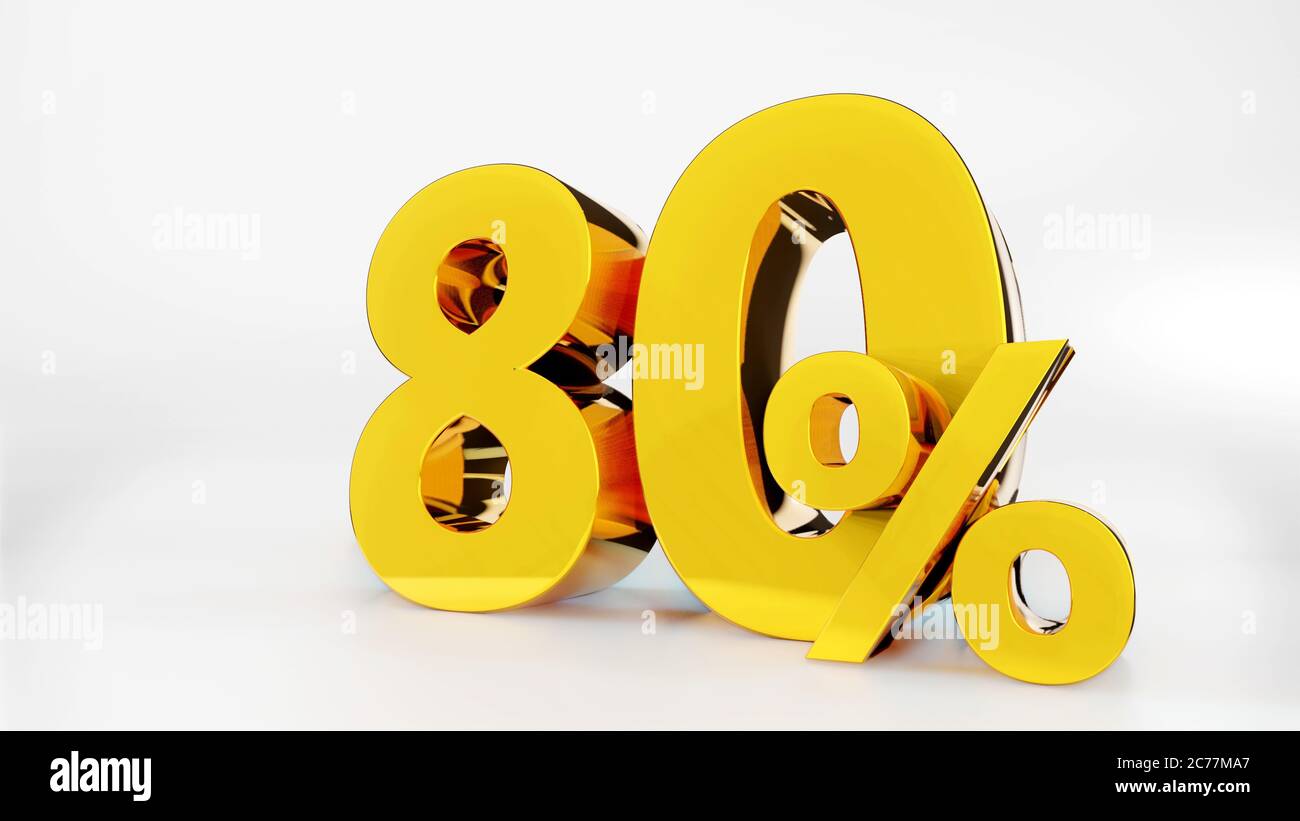 80% Golden symbol , 3D render Stock Photo - Alamy