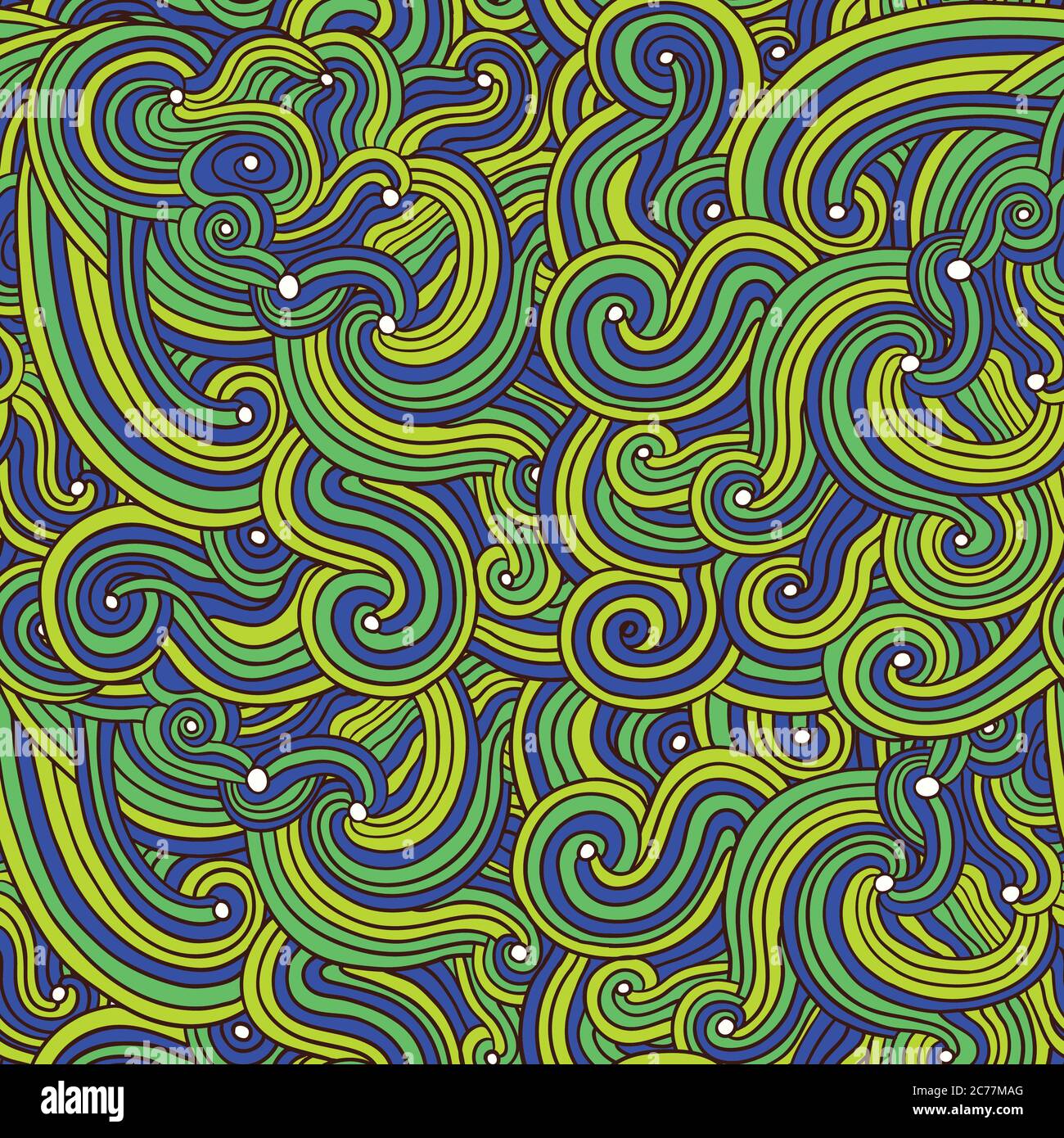 Colorful seamless pattern with curly doodle lines. Vector illustration ...