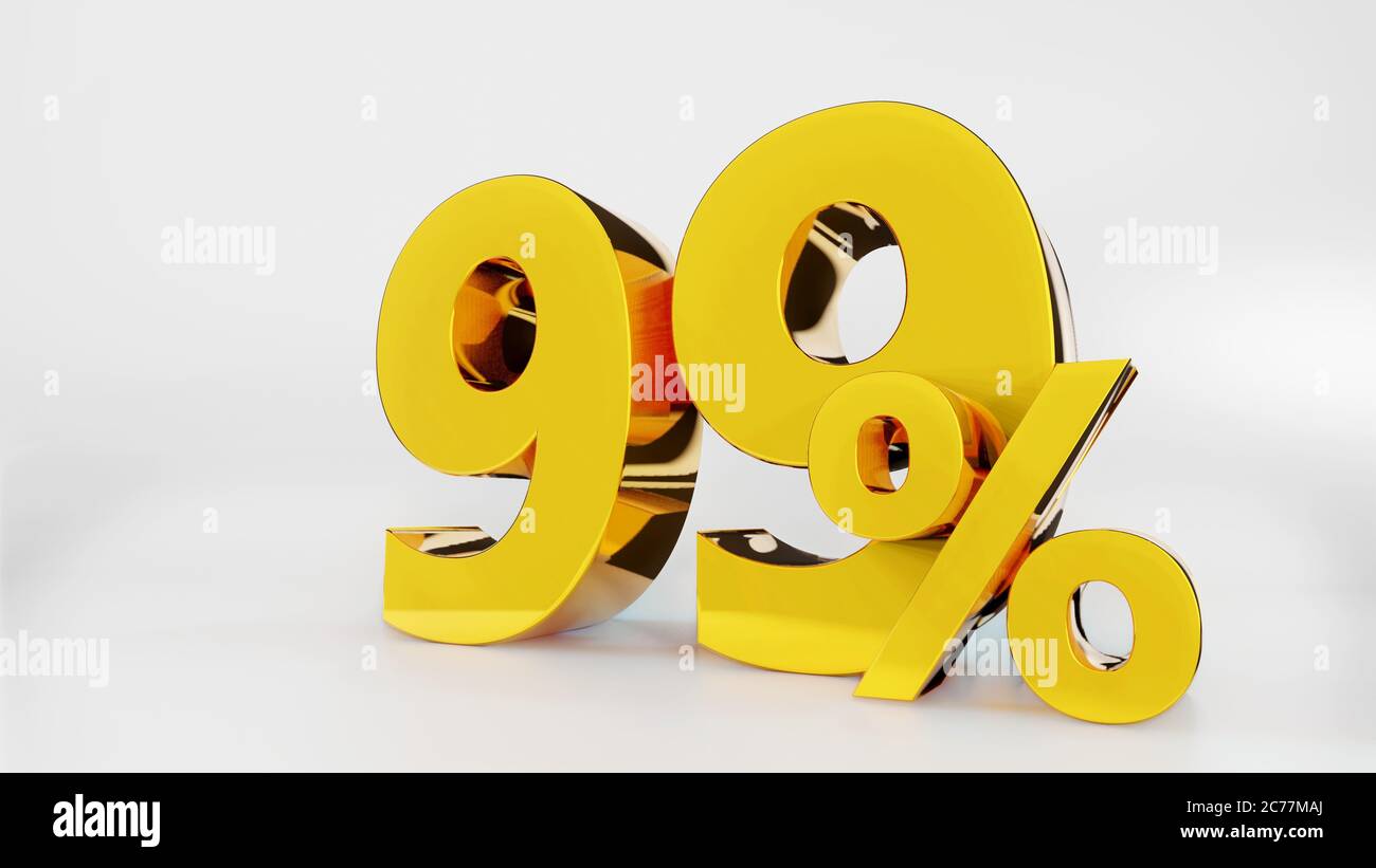 99% Golden symbol , 3D render Stock Photo - Alamy