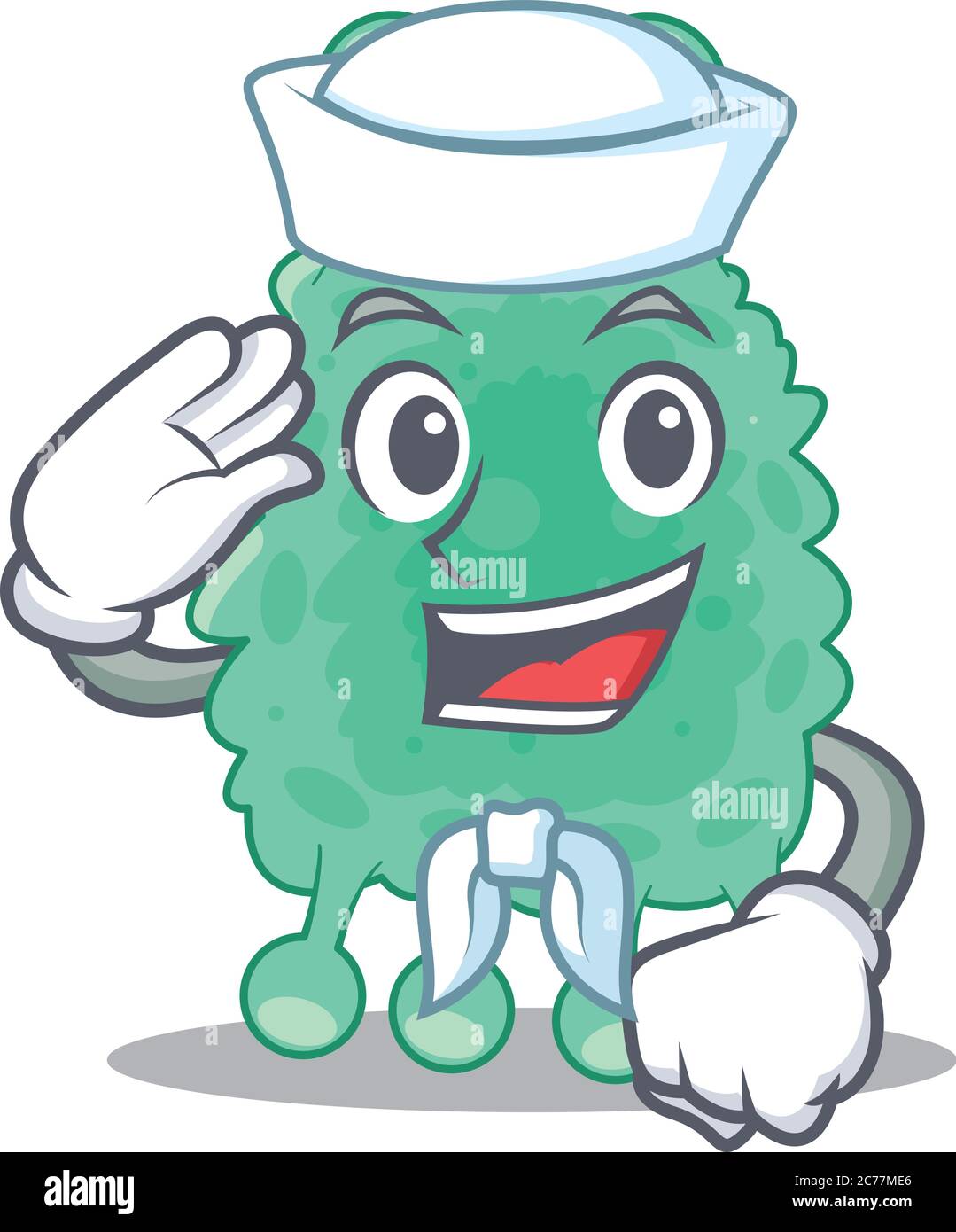 Smiley sailor cartoon character of azotobacter vinelandii wearing white ...