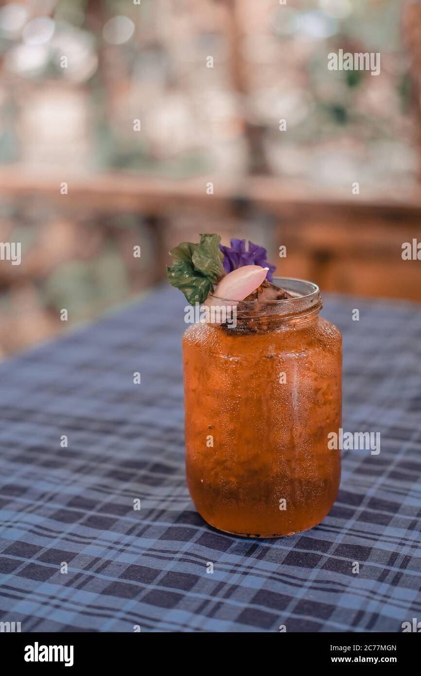 iced rice drink in glass container. healthy cold beverage Stock Photo ...