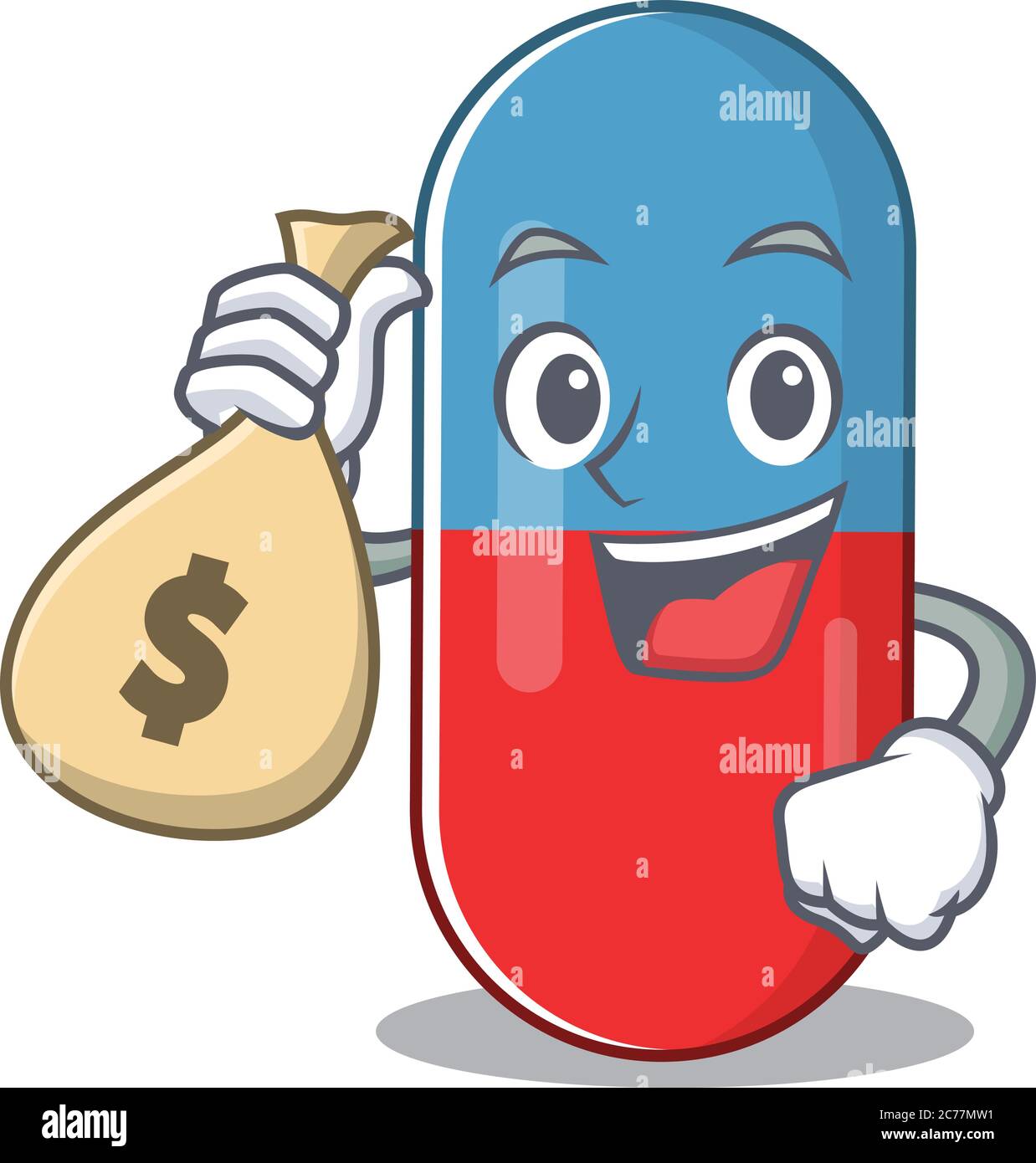 Crazy rich Cartoon picture of pills drug having money bags Stock Vector ...