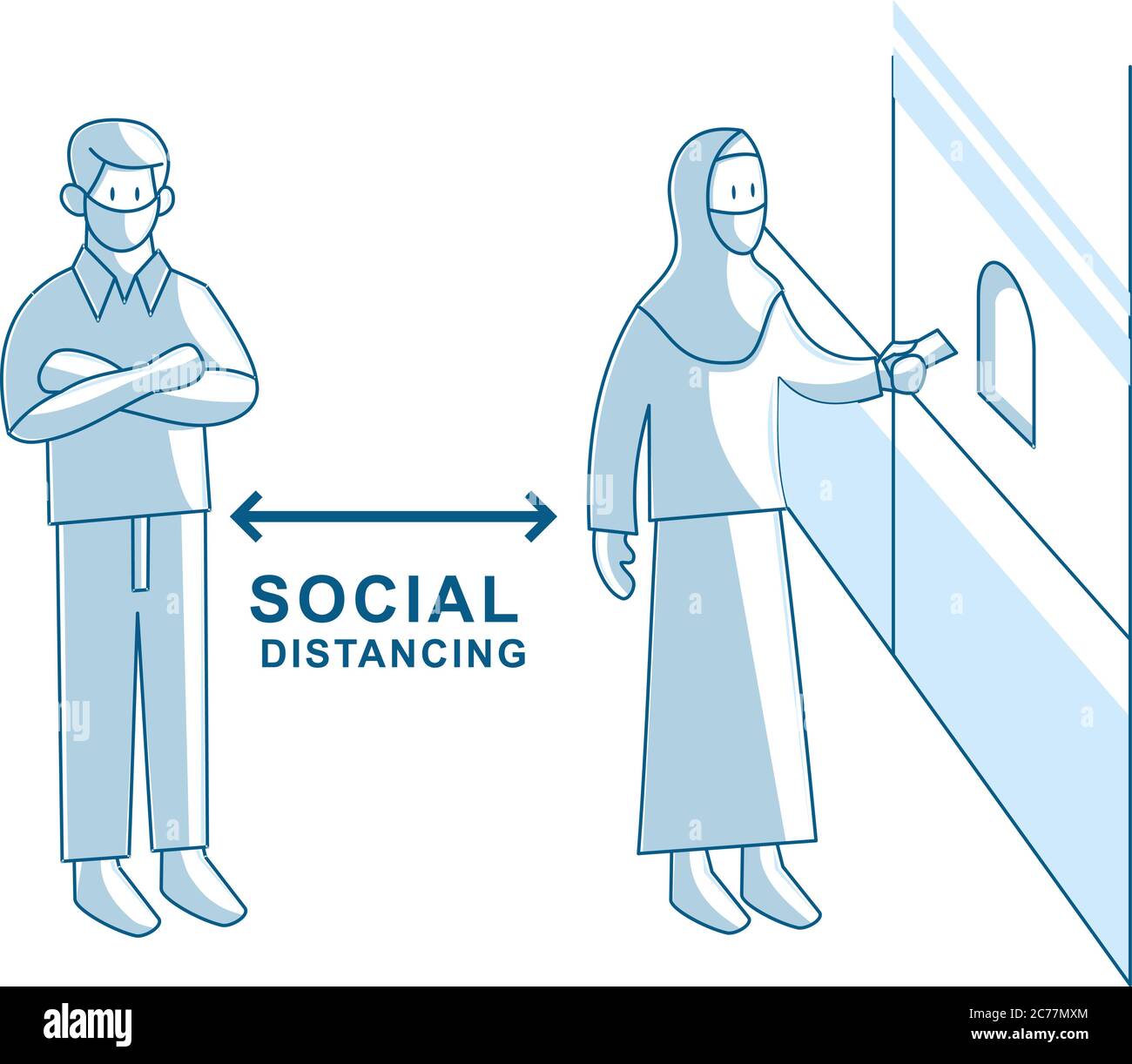 Social Distancing 2 meter and 6 Feet Illustration Stock Vector Image ...