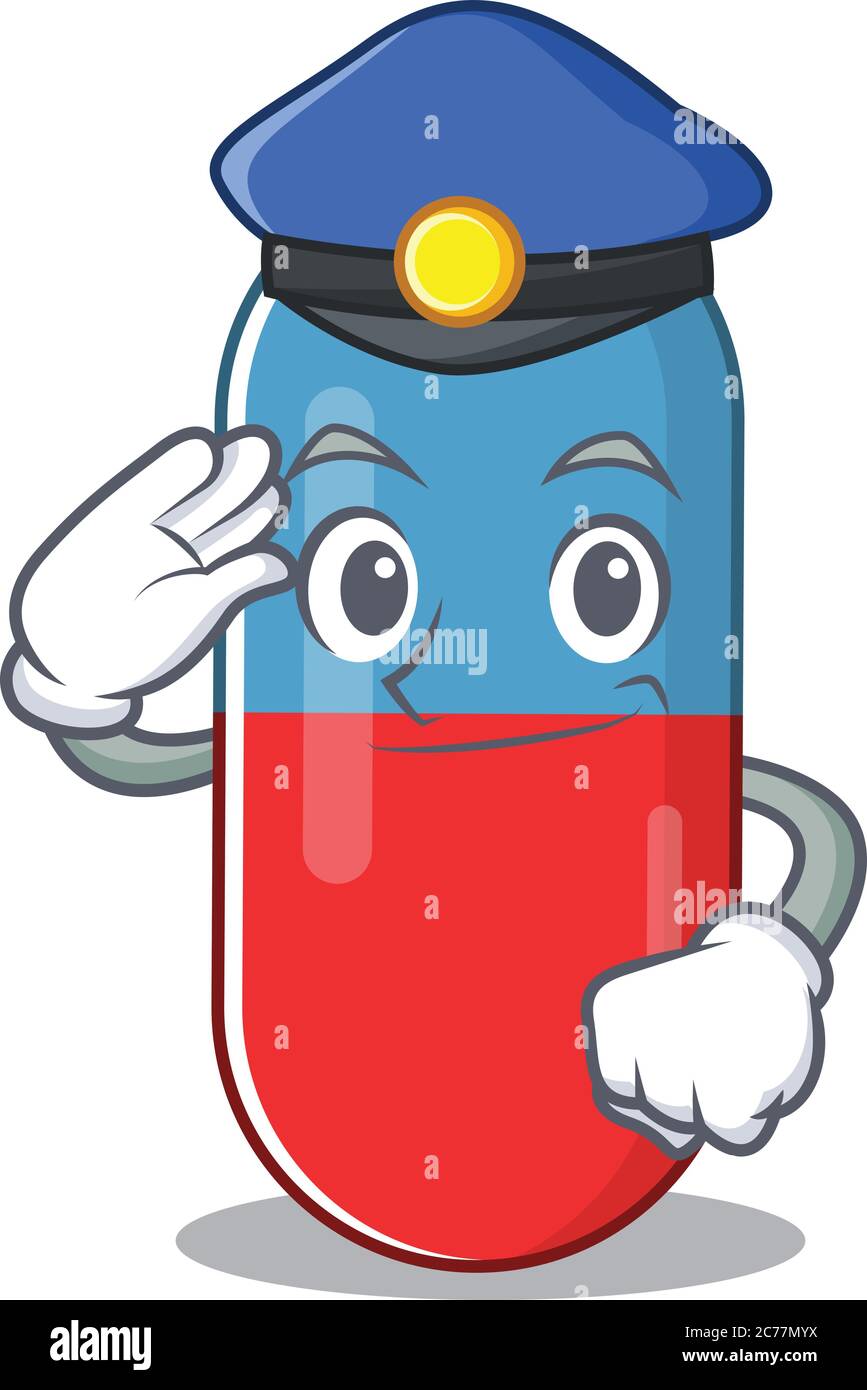 A handsome Police officer cartoon picture of pills drug with a blue hat ...