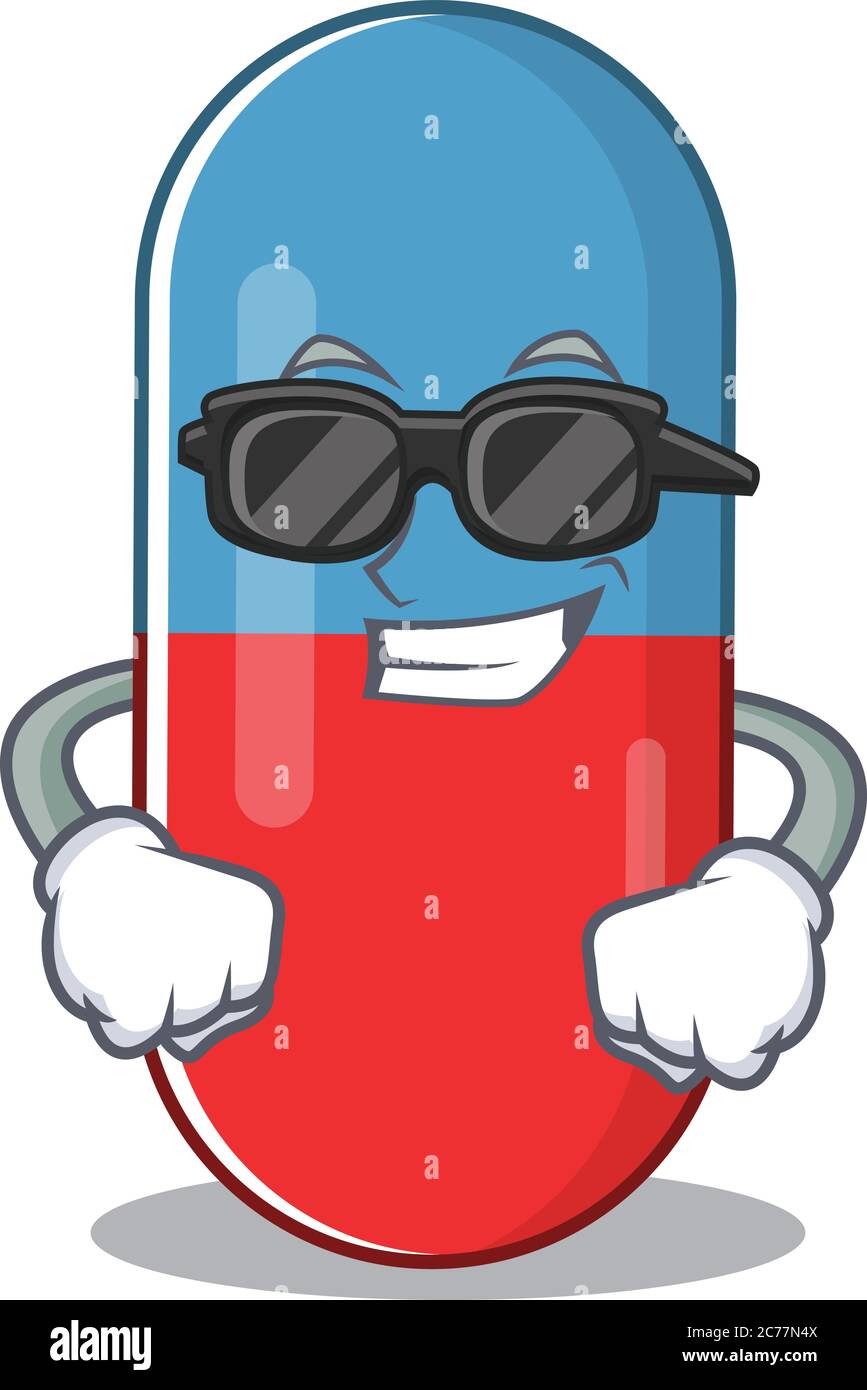 Fabulous pills drug cartoon character wearing classy black glasses ...