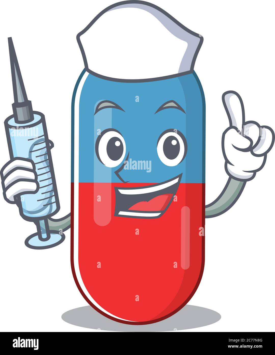 A dedicate pills drug nurse mascot design with a syringe Stock Vector ...
