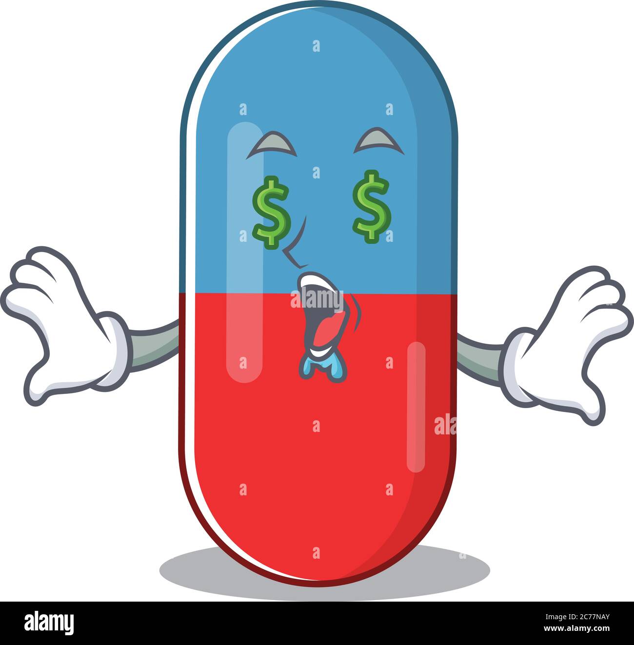 happy rich cartoon concept of pills drug with money eyes Stock Vector ...