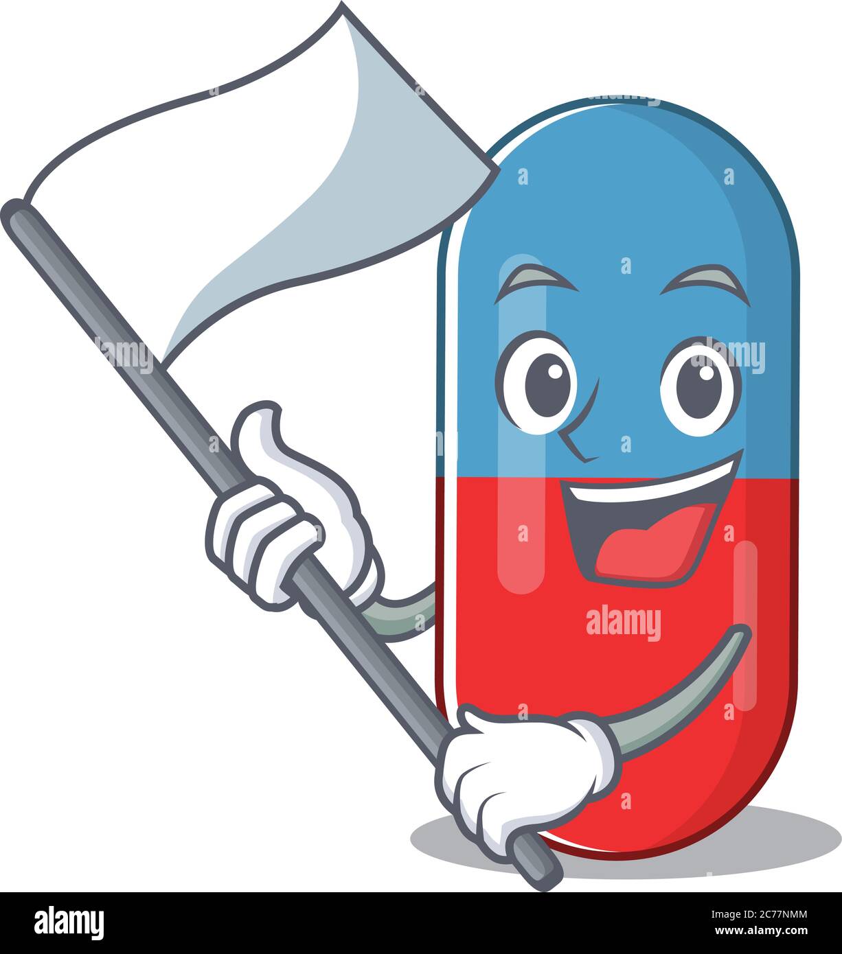 A brave pills drug mascot character design holding a white flag Stock ...