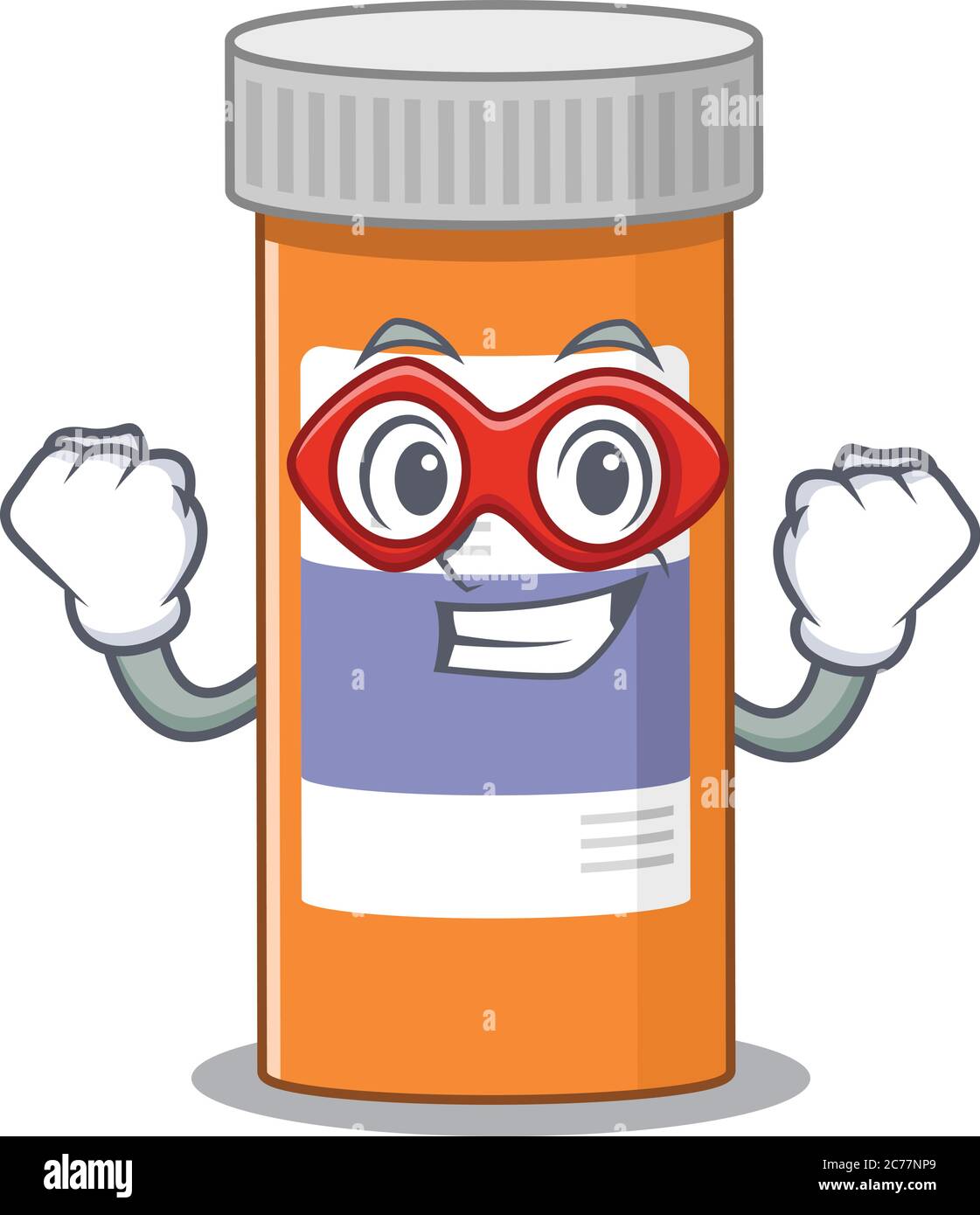 A cartoon mascot of pills drug bottle in a fantastic Super hero ...
