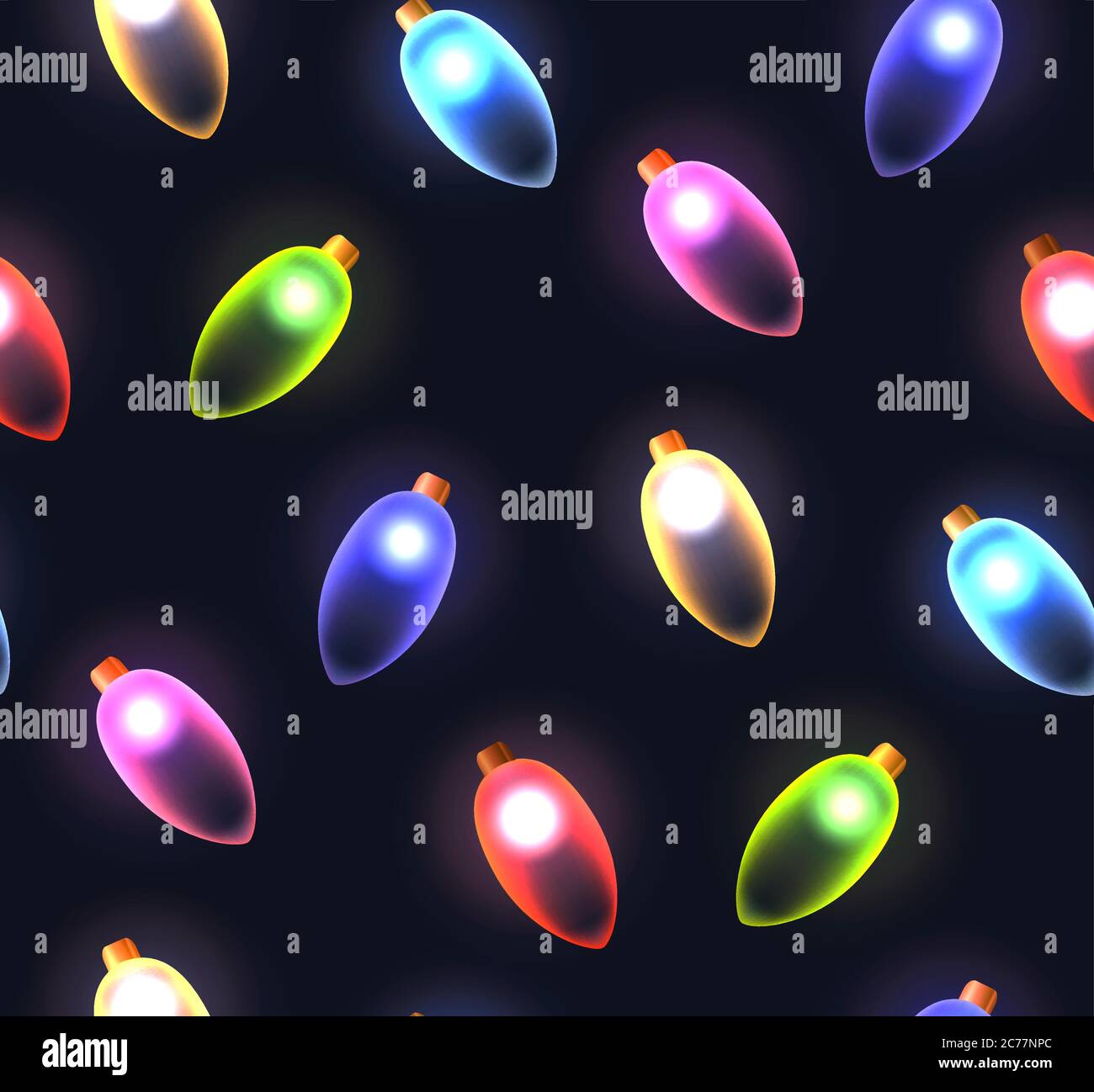 Seamless texture with festive colored lights garlands. Vector ...