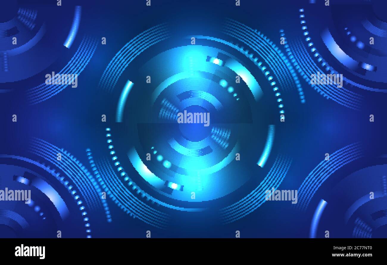 Seamless blue technology texture with round concentric circles. Display ...