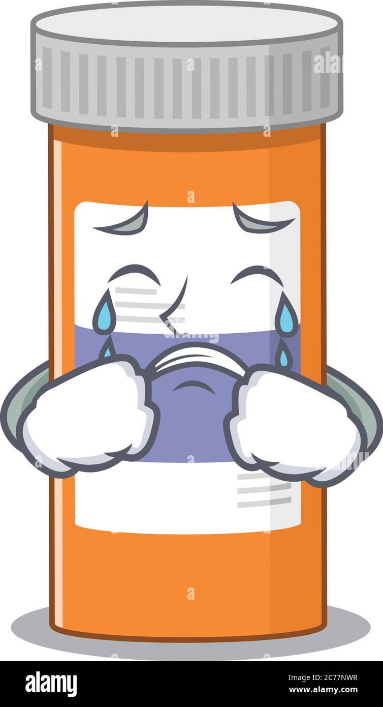 Caricature design style of pills drug bottle with a sad face Stock ...