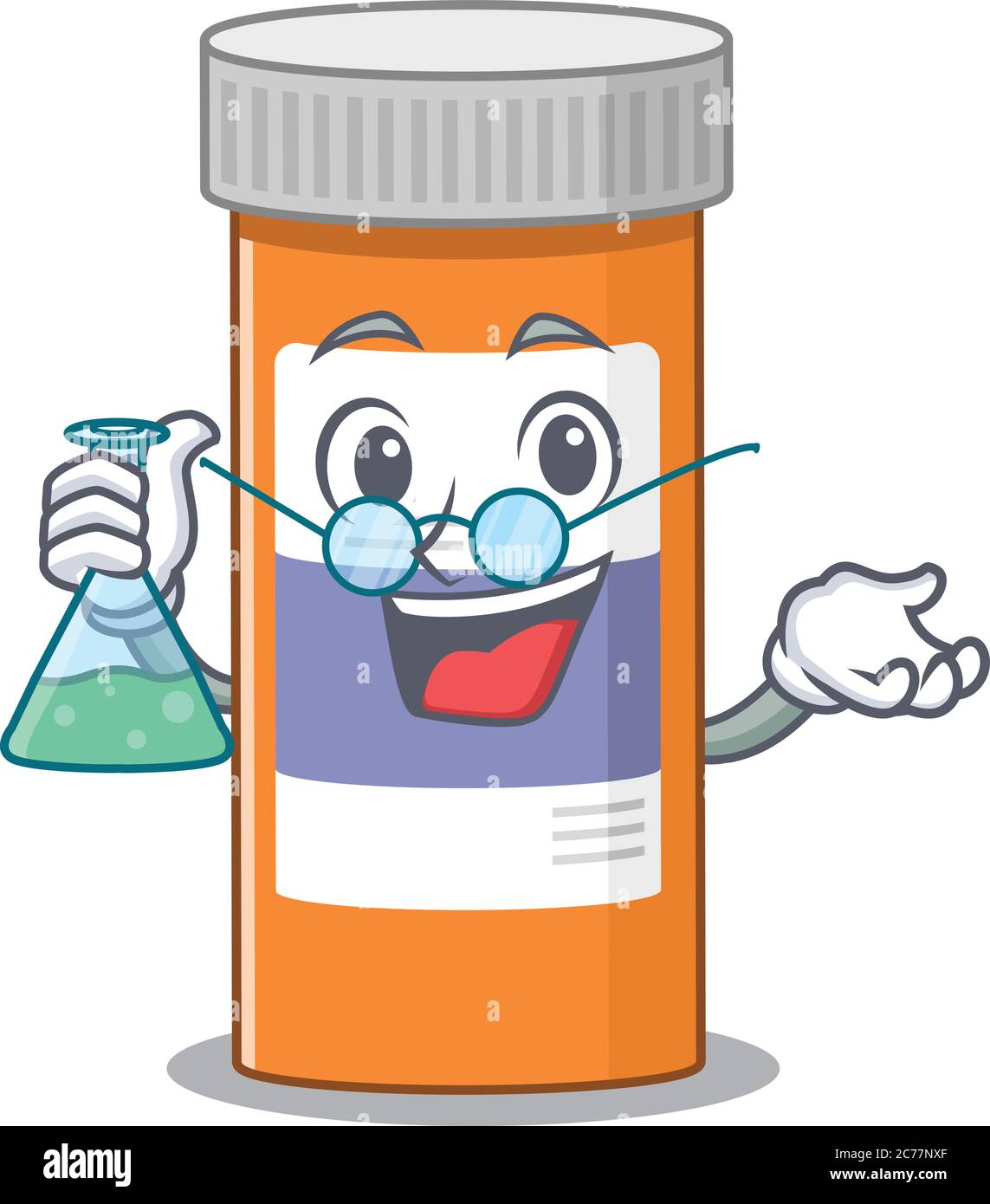 Super Genius Professor of pills drug bottle Caricature character ...