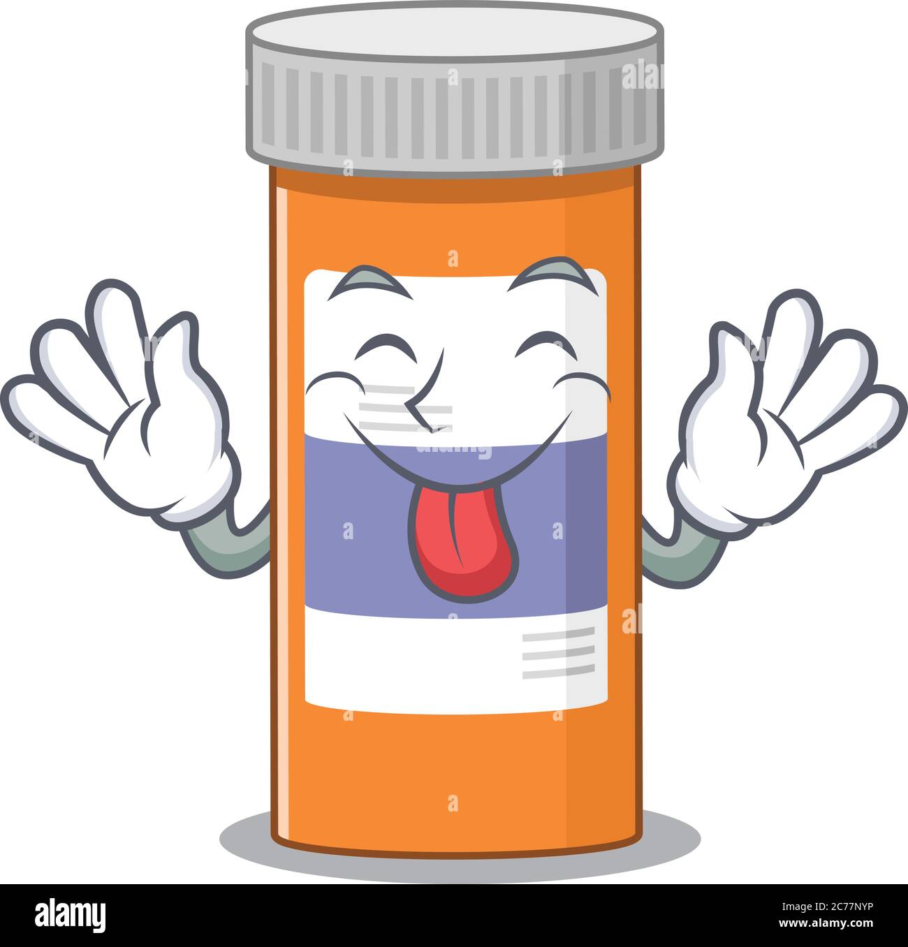 amusing pills drug bottle cartoon picture style with tongue out face ...