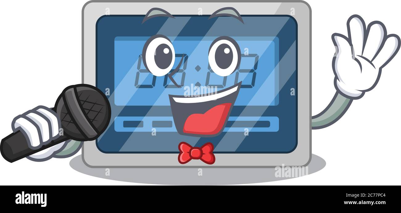 cartoon character of digital timer sing a song with a microphone Stock ...