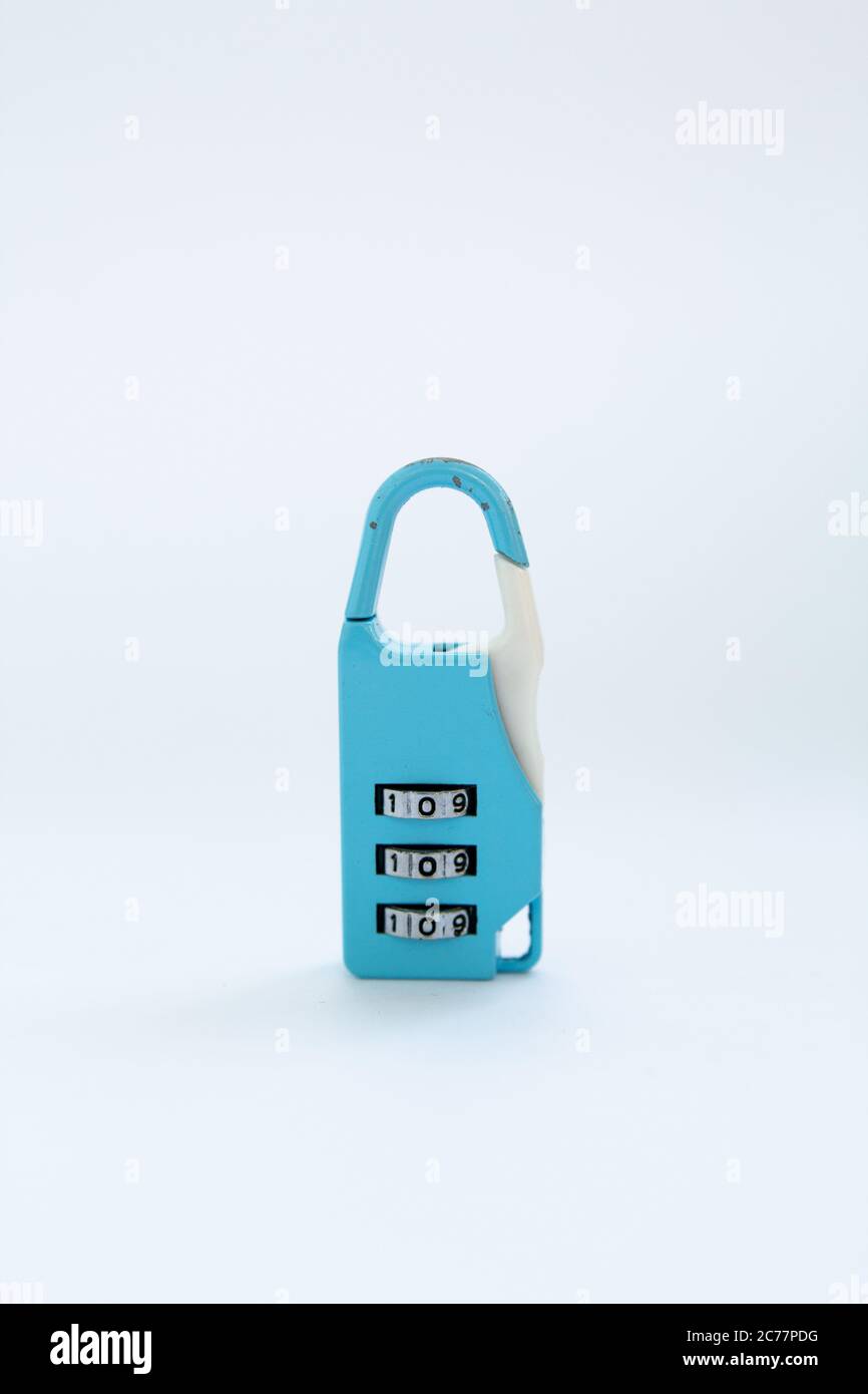 combination lock for a suitcase a white background Stock Photo - Alamy