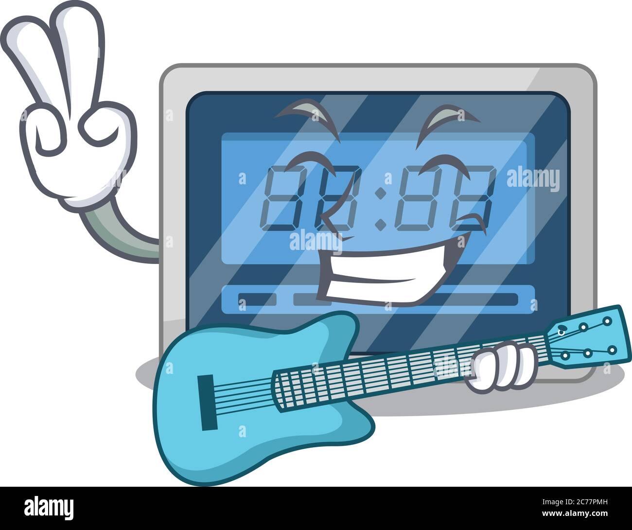 brilliant musician of digital timer cartoon design playing music with a ...