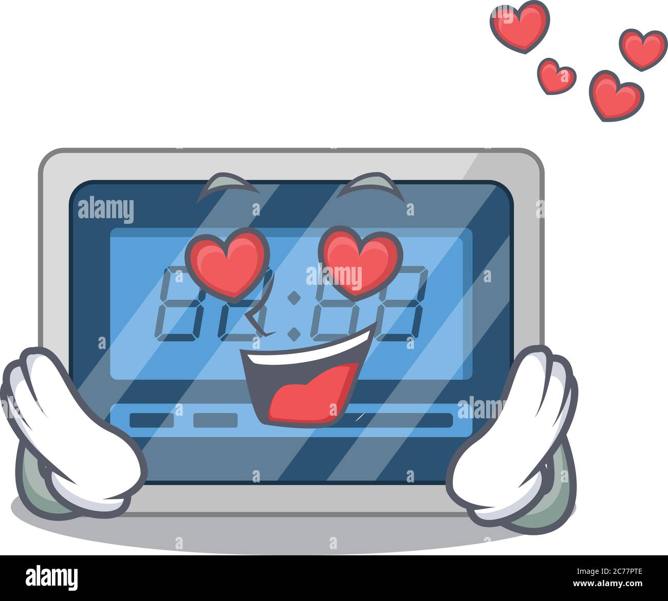 Romantic digital timer cartoon character has a falling in love eyes ...