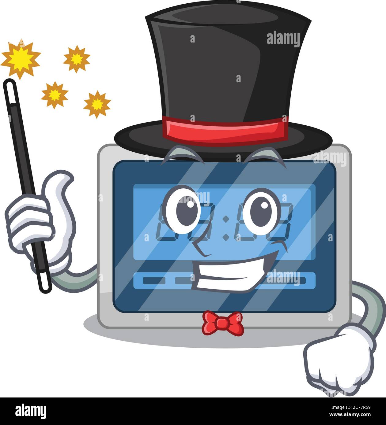 A gorgeous smart Magician of digital timer cartoon design style Stock ...