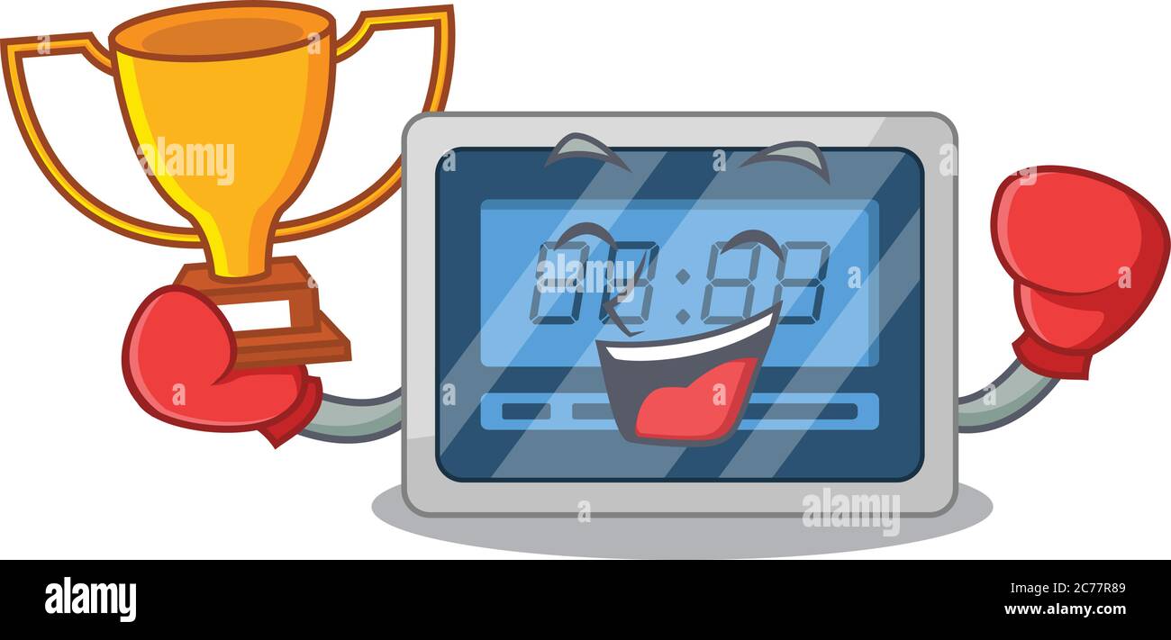 An elegant boxing winner of digital timer caricature design concept ...