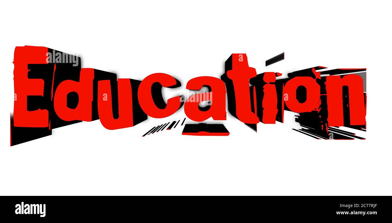 Education name illustration in red color with white background Stock ...
