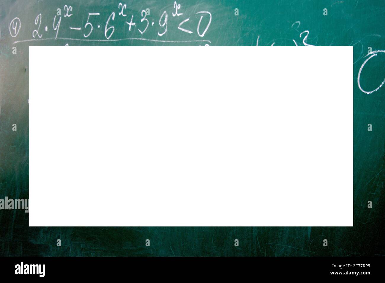 close up of math formulas on a blackboard. education frame Stock Photo ...