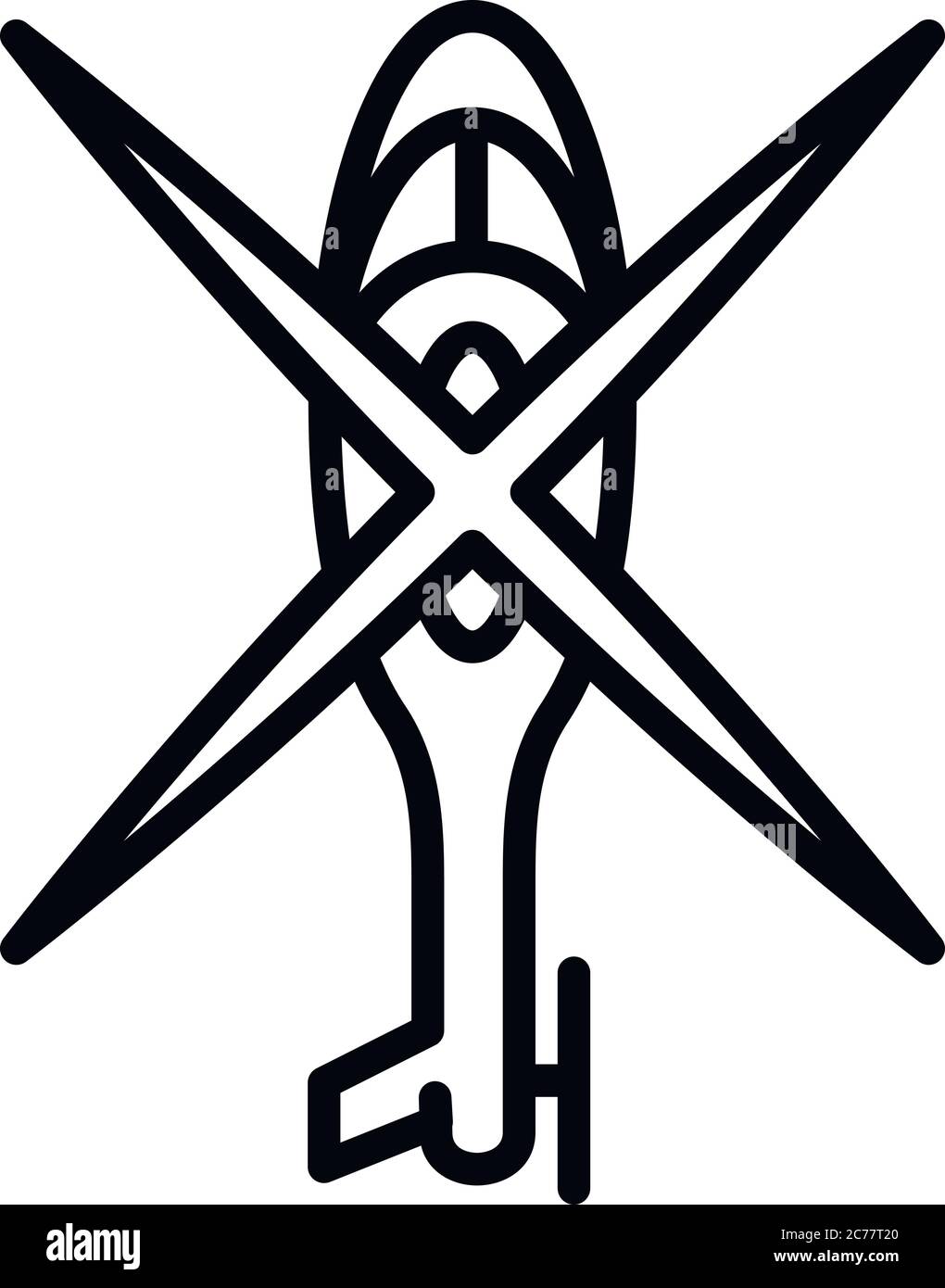 Top view helicopter icon. Outline top view helicopter vector icon for ...