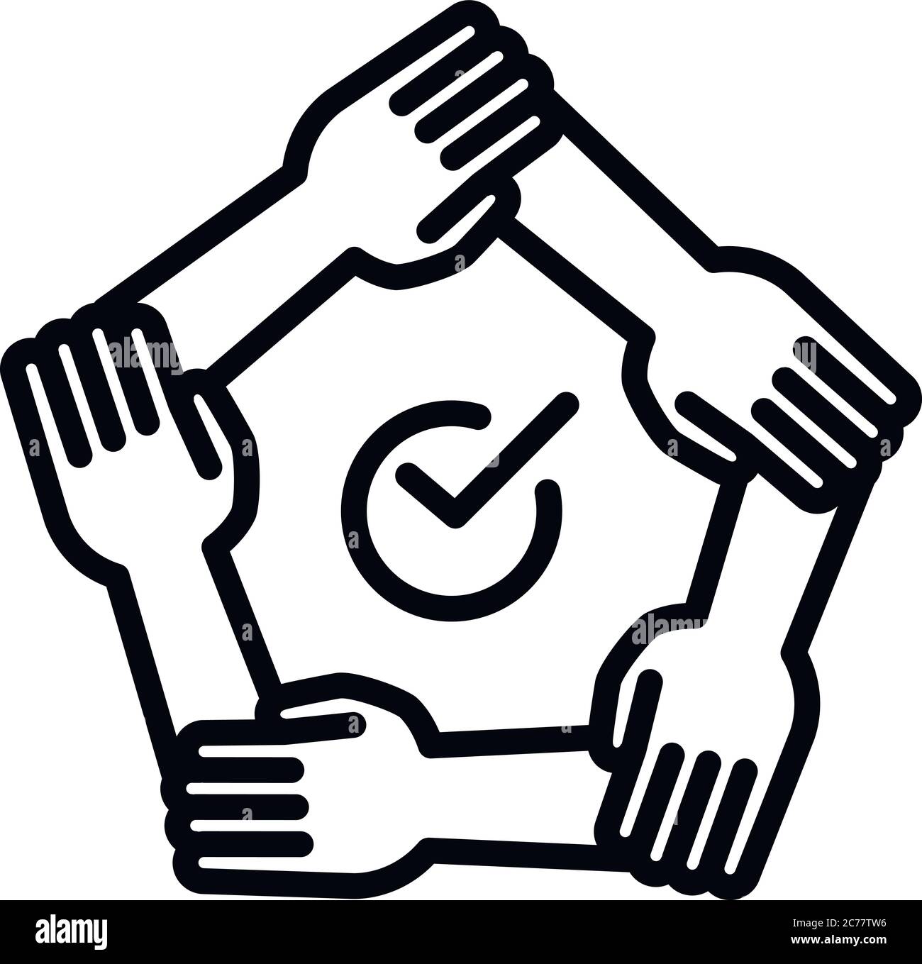 Teamwork hands icon. Outline teamwork hands vector icon for web design ...