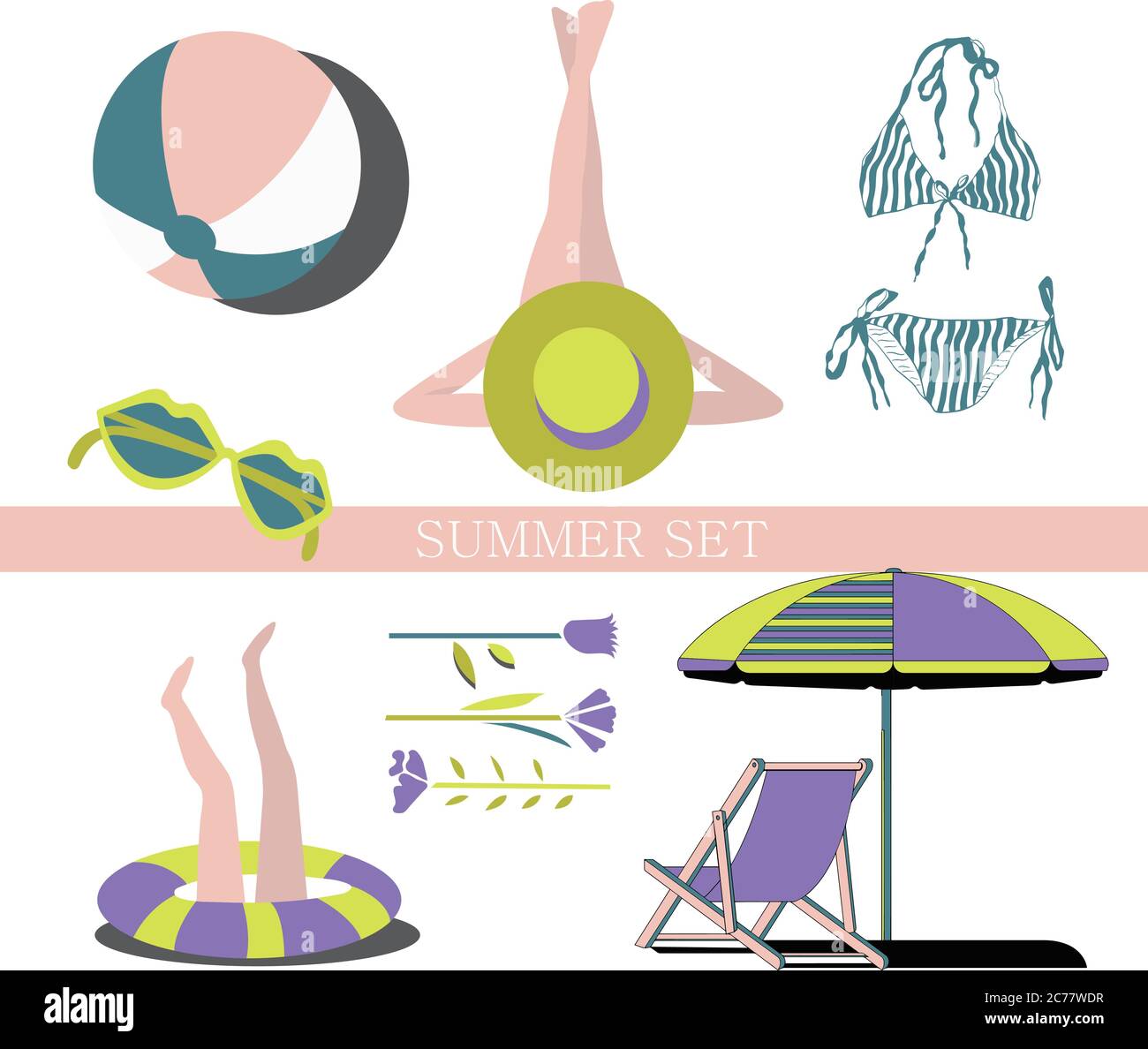 Vector hand-drawn summer set illustration graphic resource Stock Vector ...