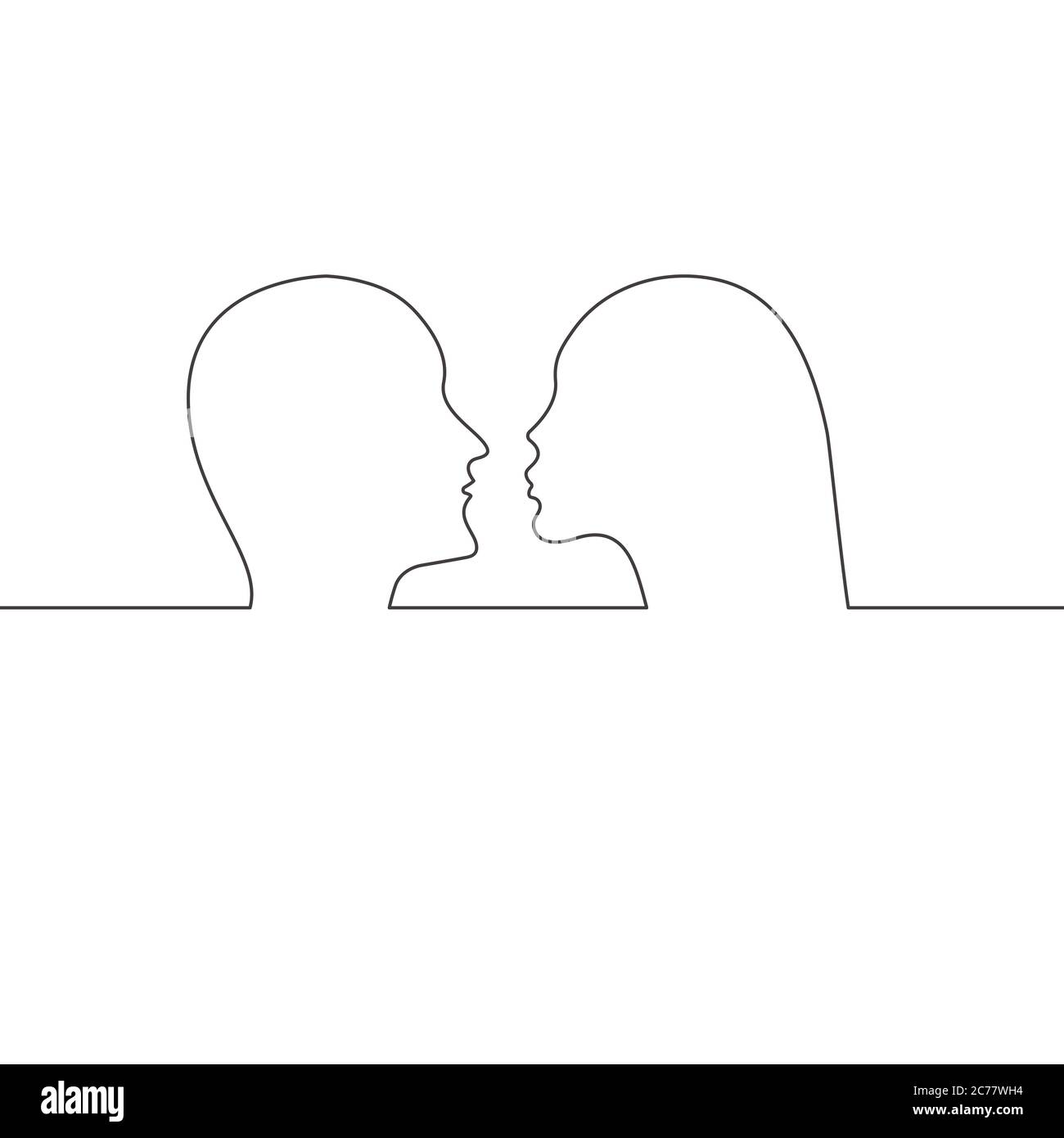 Continuous line drawing family hi-res stock photography and images - Alamy