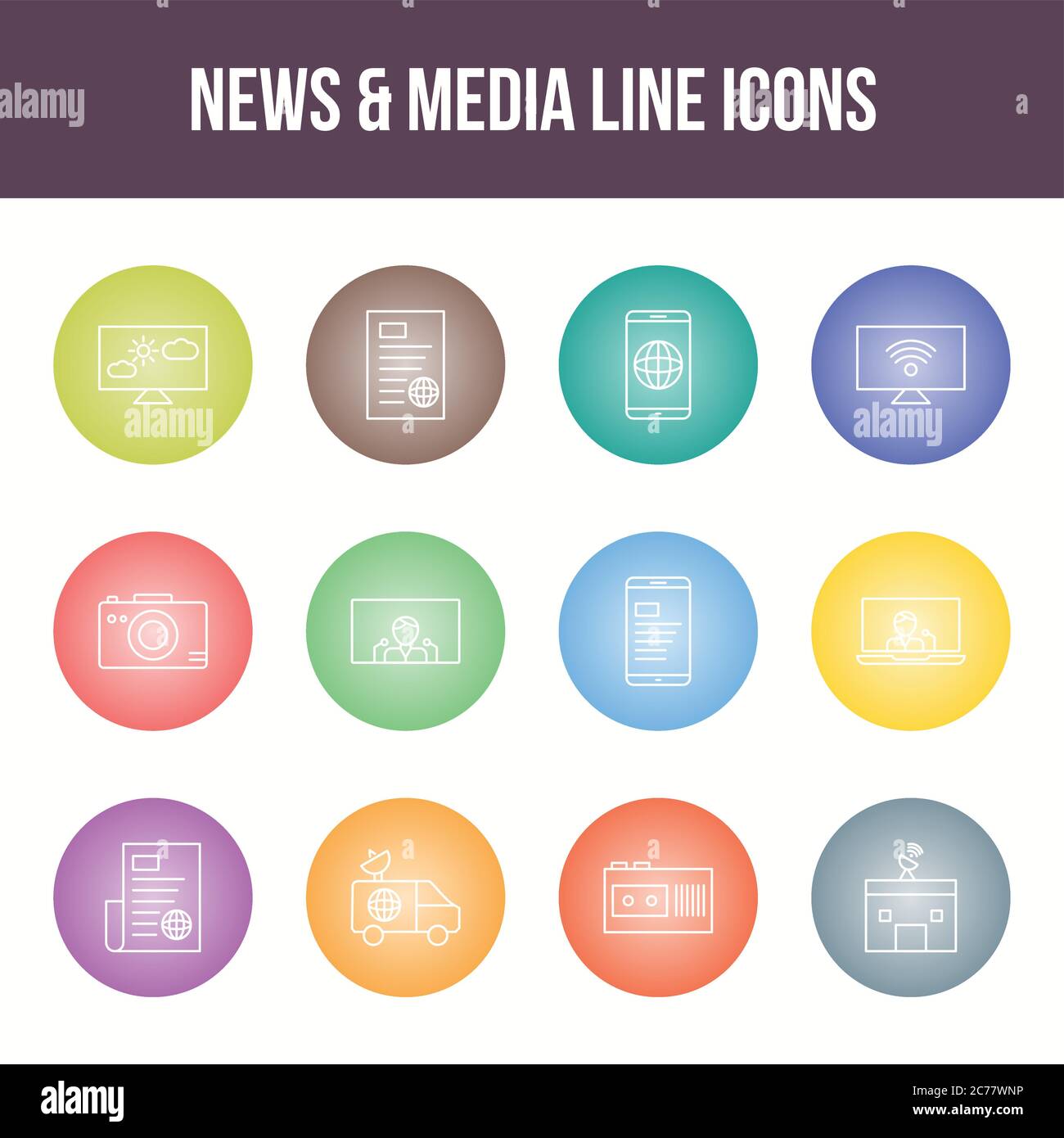 Unique news & media vector line icon set Stock Vector Image & Art - Alamy