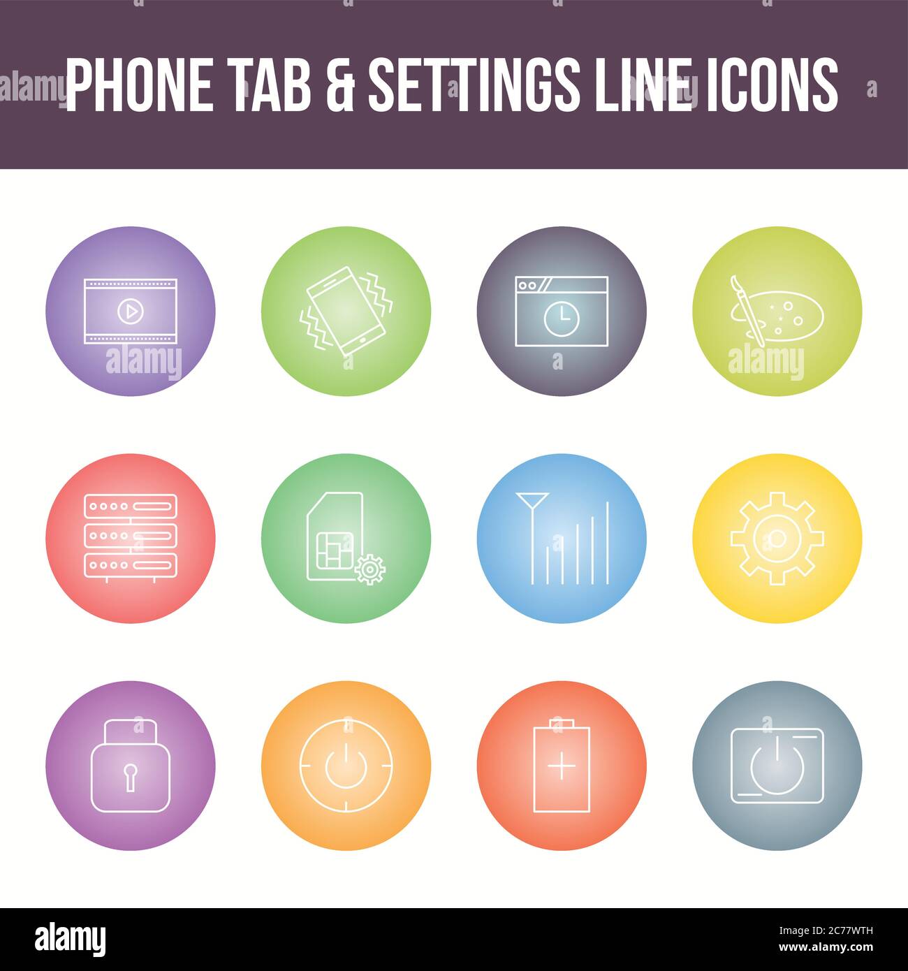Unique phone tab & settings vector line icon set Stock Vector Image ...