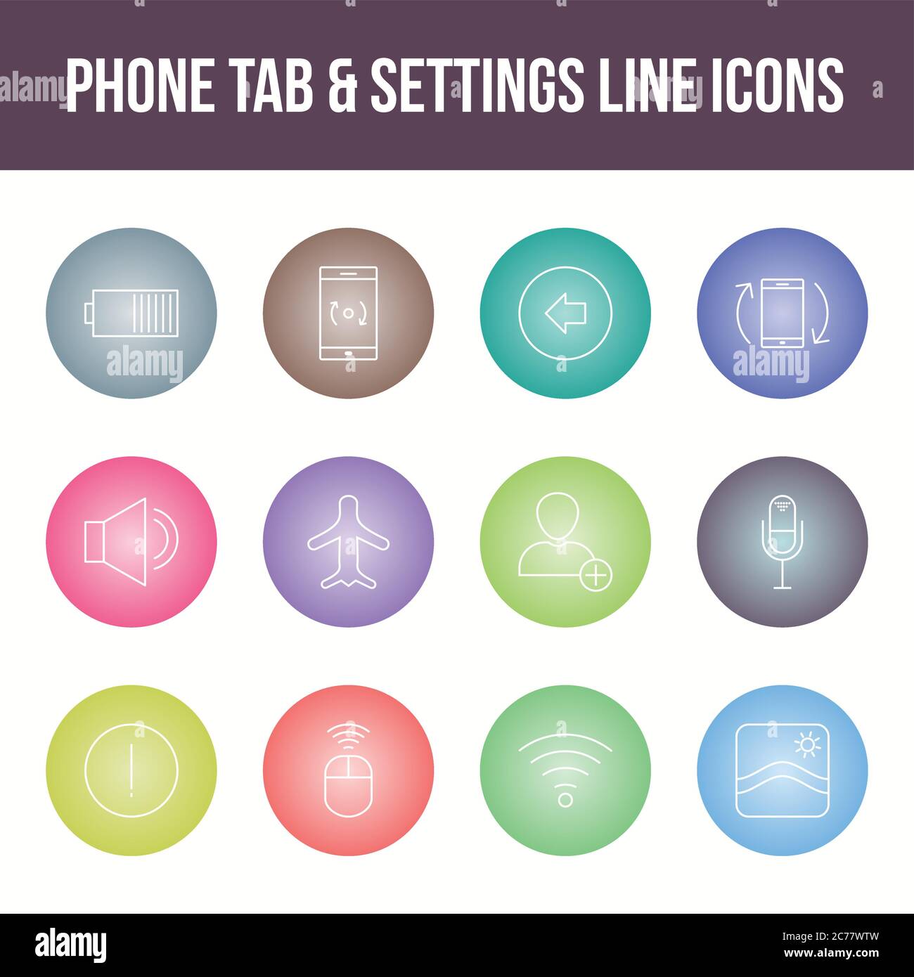 Unique phone tab & settings vector line icon set Stock Vector Image ...