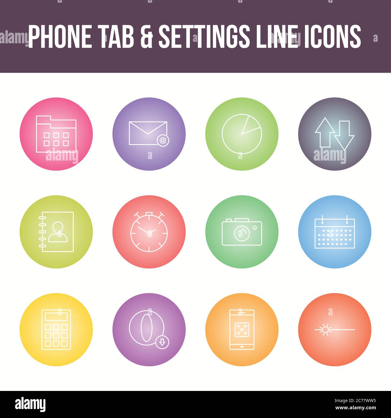 Unique phone tab & settings vector line icon set Stock Vector Image ...