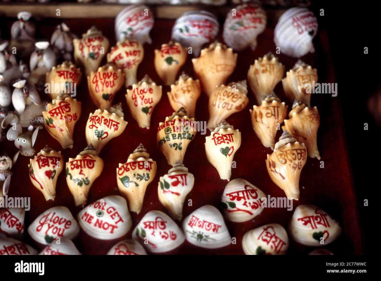 Messages for loved ones are written on sea-shells which are sold in the ...