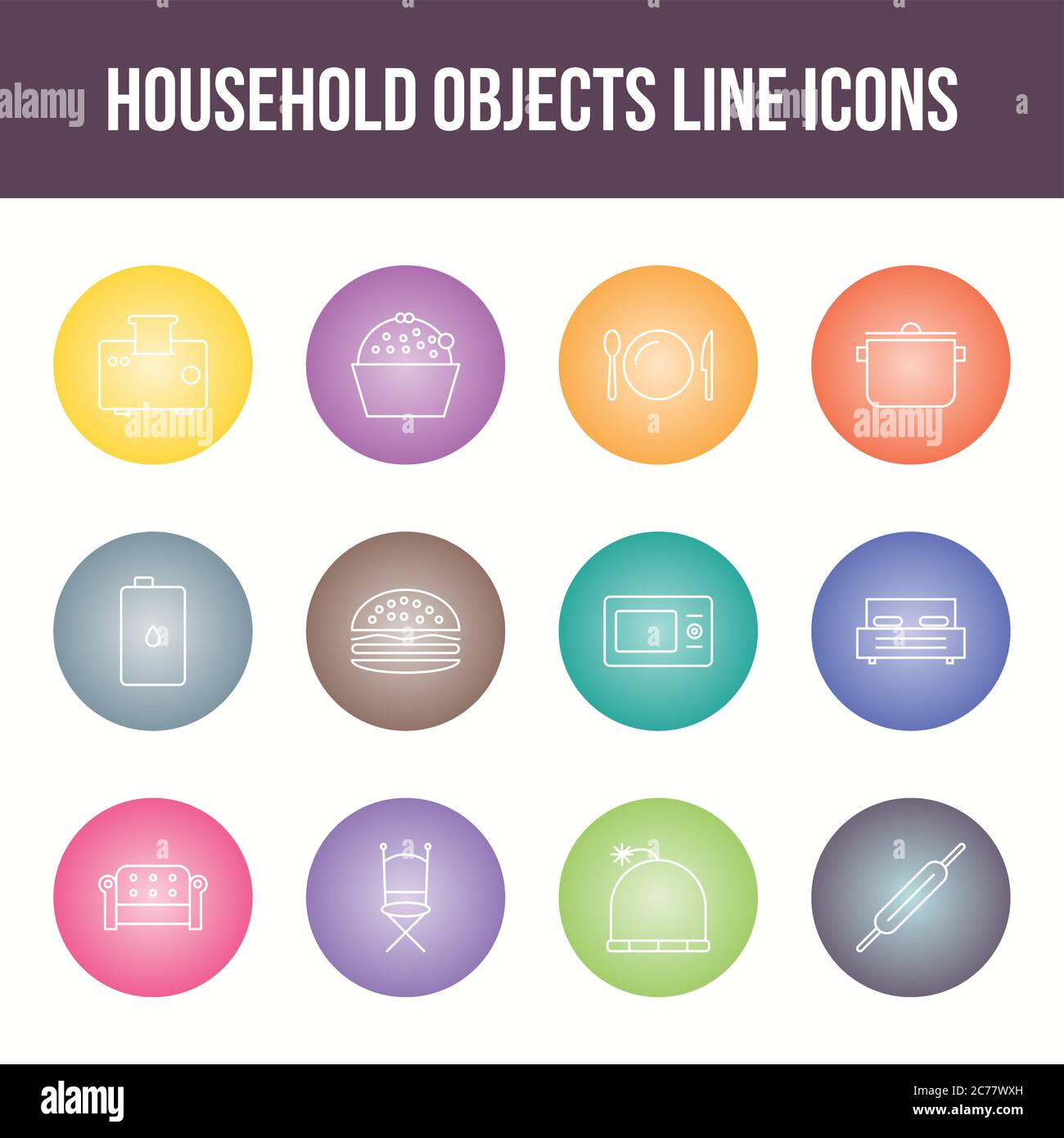 Unique household objects vector line icon set Stock Vector Image & Art ...