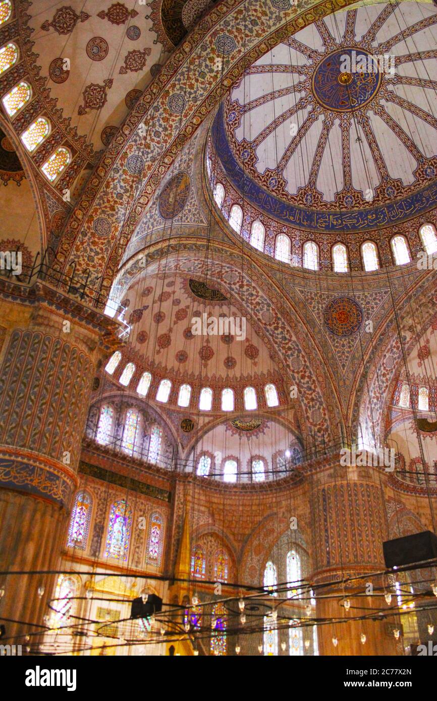 Interior of The Blue Mosque also known as Sultan Ahmed Mosque,hand ...