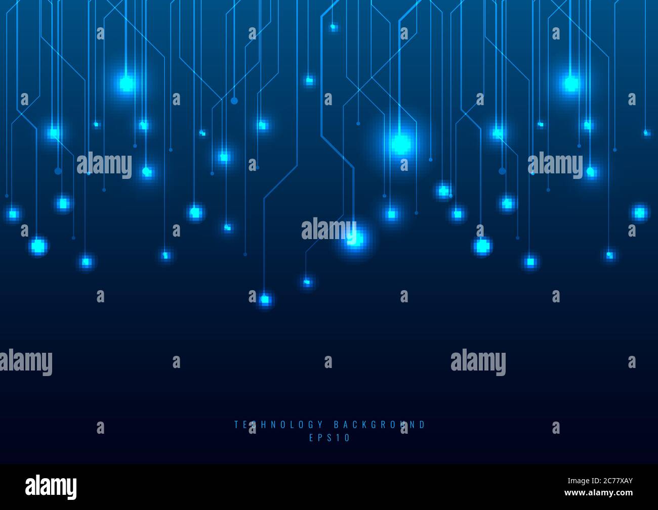 Abstract technology futuristic concept line and node on blue background. Networking science ...