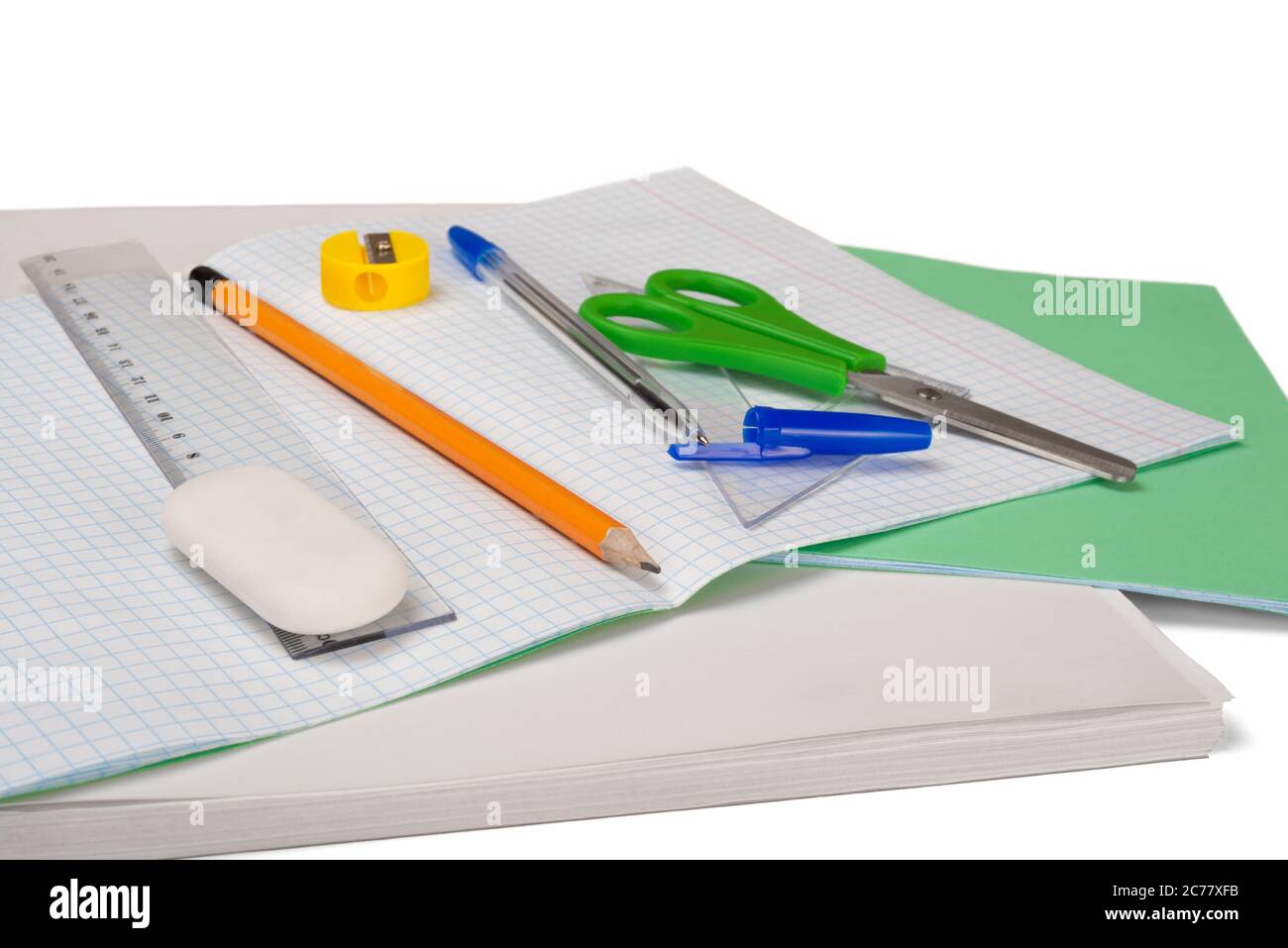 Pencil, Eraser, Sharpener, Ruler High Resolution Stock Photography and ...