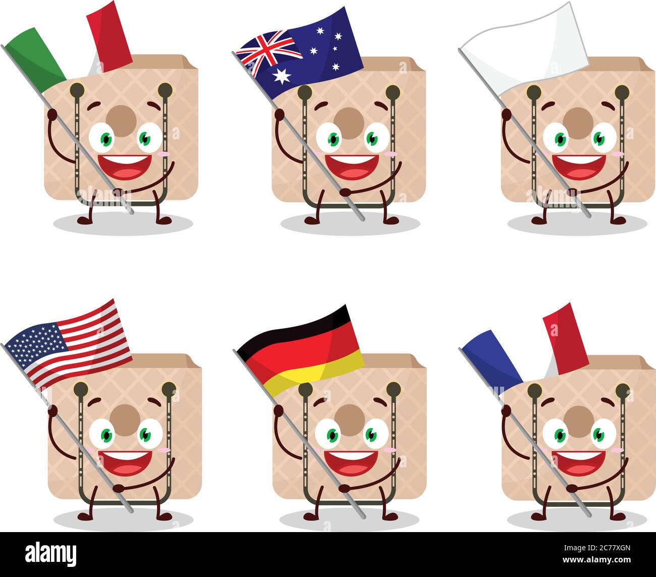 Women Sling Bag Cartoon Character Bring The Flags Of Various Countries