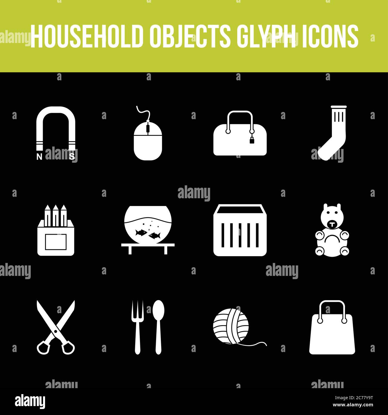 Unique household objects vector glyph icon set Stock Vector Image & Art ...