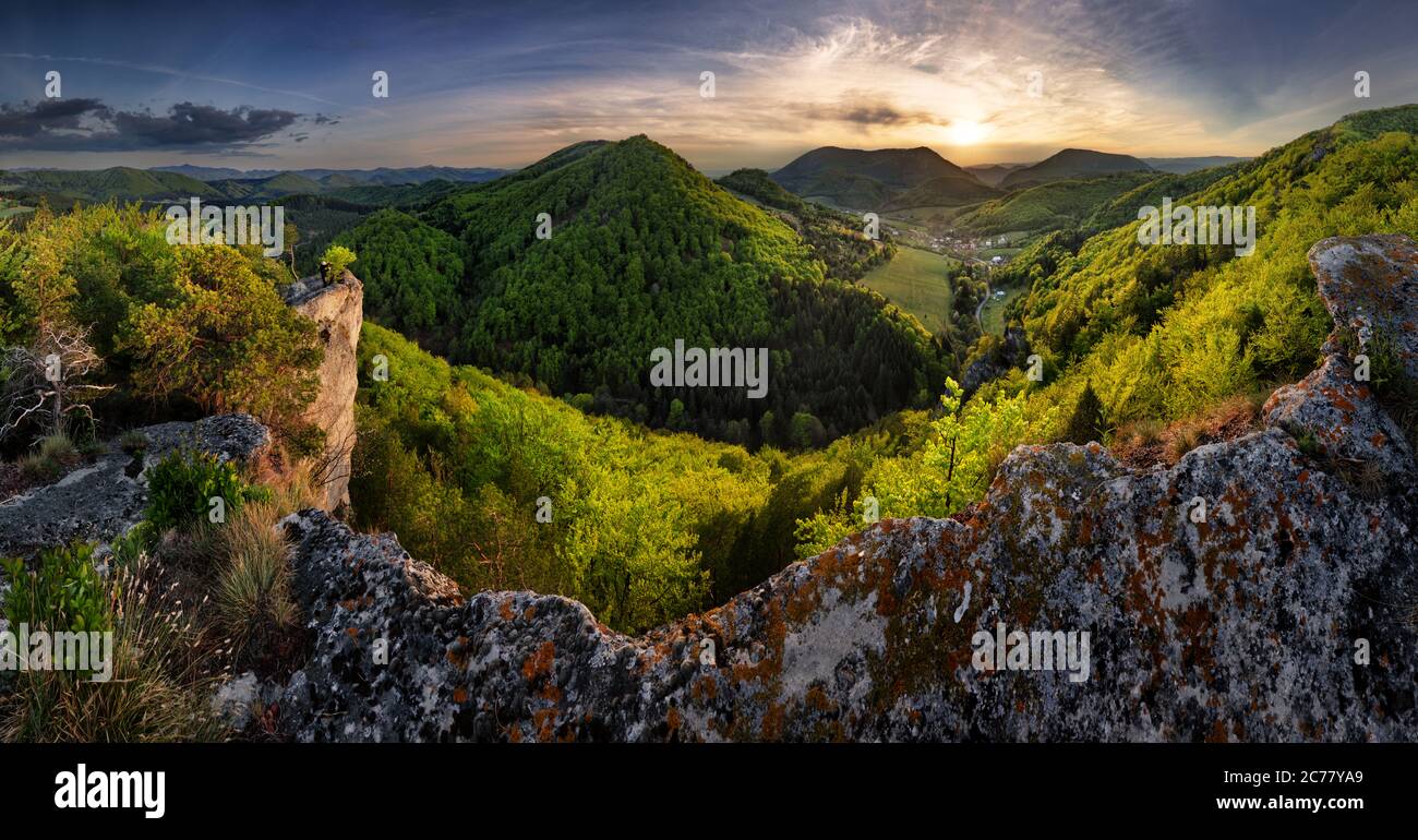 Majestic sunset in the mountains landscape. Dramatic sky. Carpathian ...