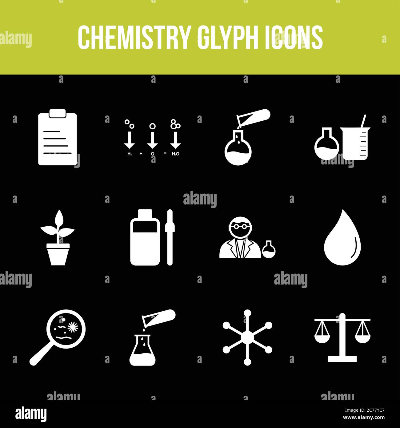 Unique chemistry vector glyph icon set Stock Vector Image & Art - Alamy