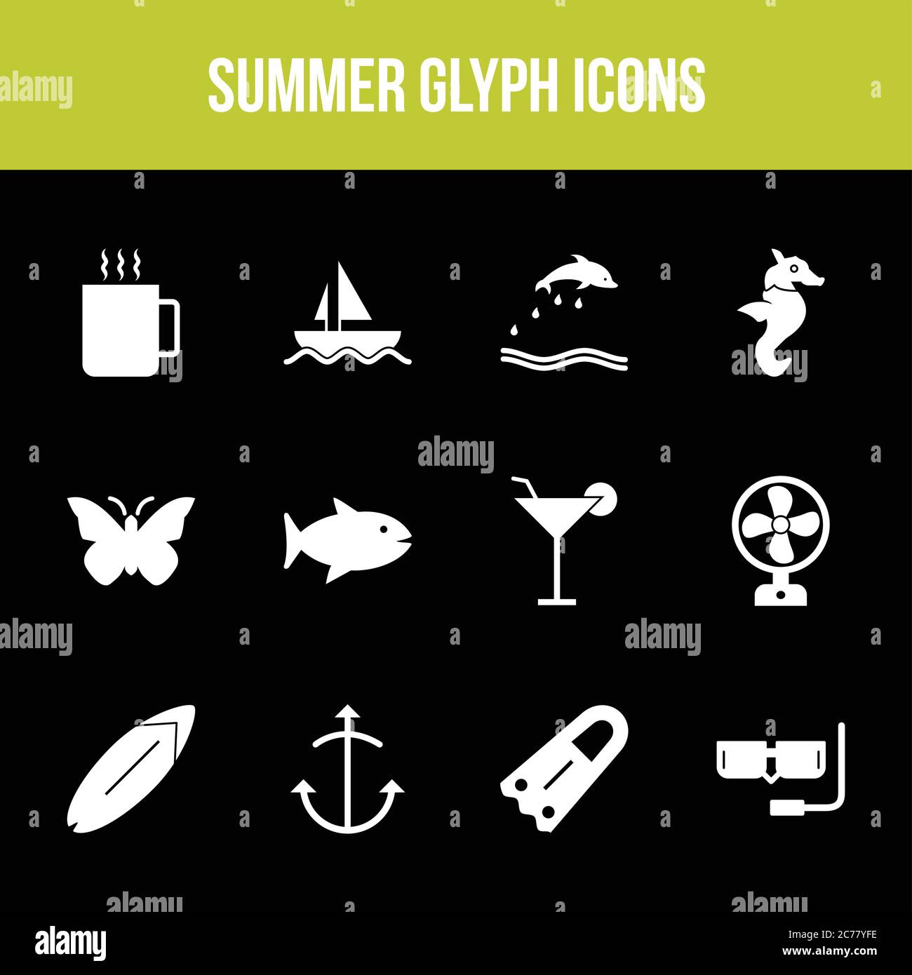 Unique summer vector glyph icon set Stock Vector Image & Art - Alamy